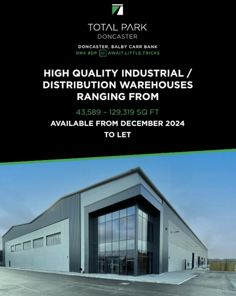 Distribution warehouse to lease in Unit 4, Total Park, Balby Carr Bank ...